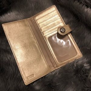 Coach | Bags | Coach Signature Lightweight Travel Wallet Gold | Poshmark